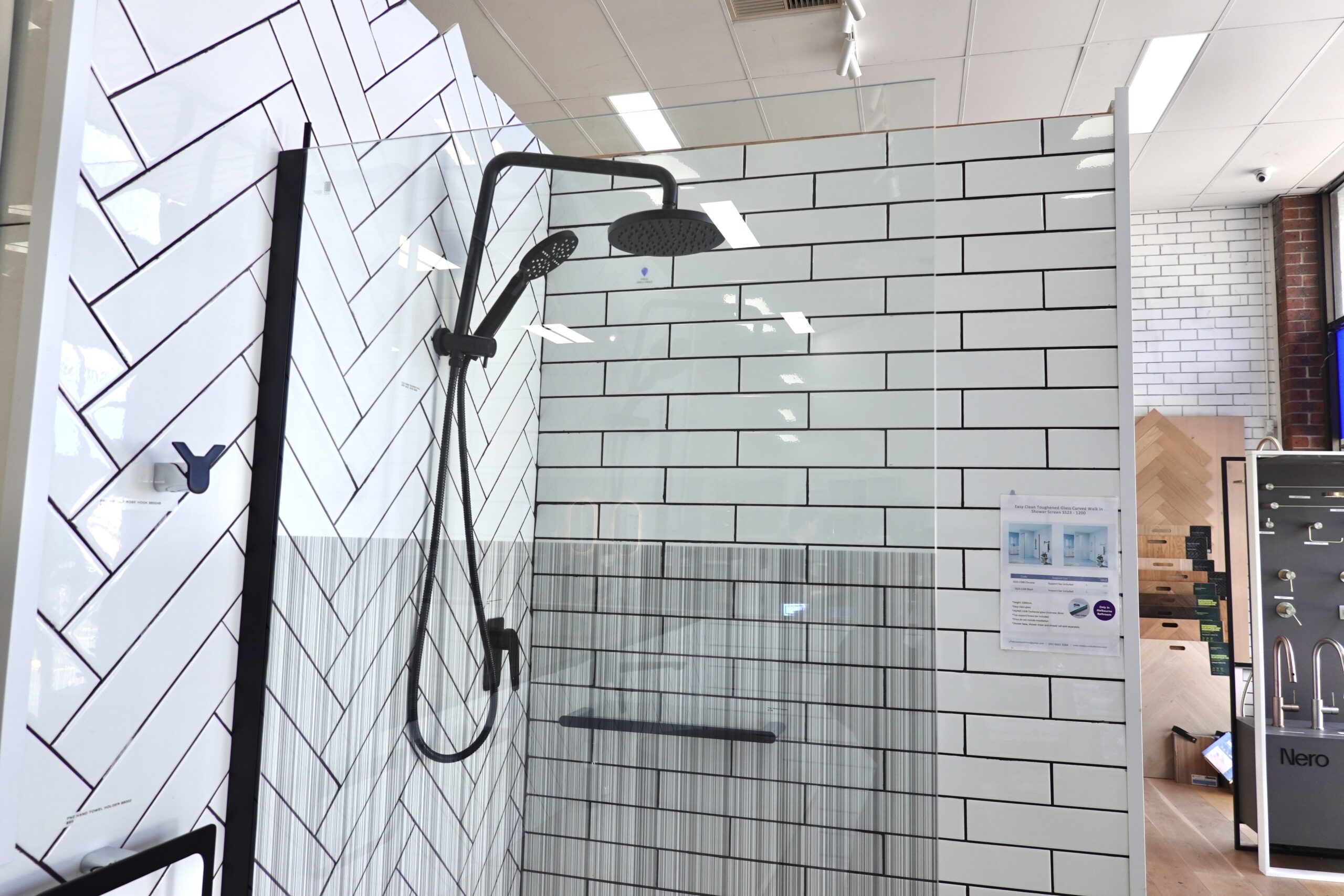SS26 - Black Walk In Shower Screen - 850mm - Melbourne Bathroom
