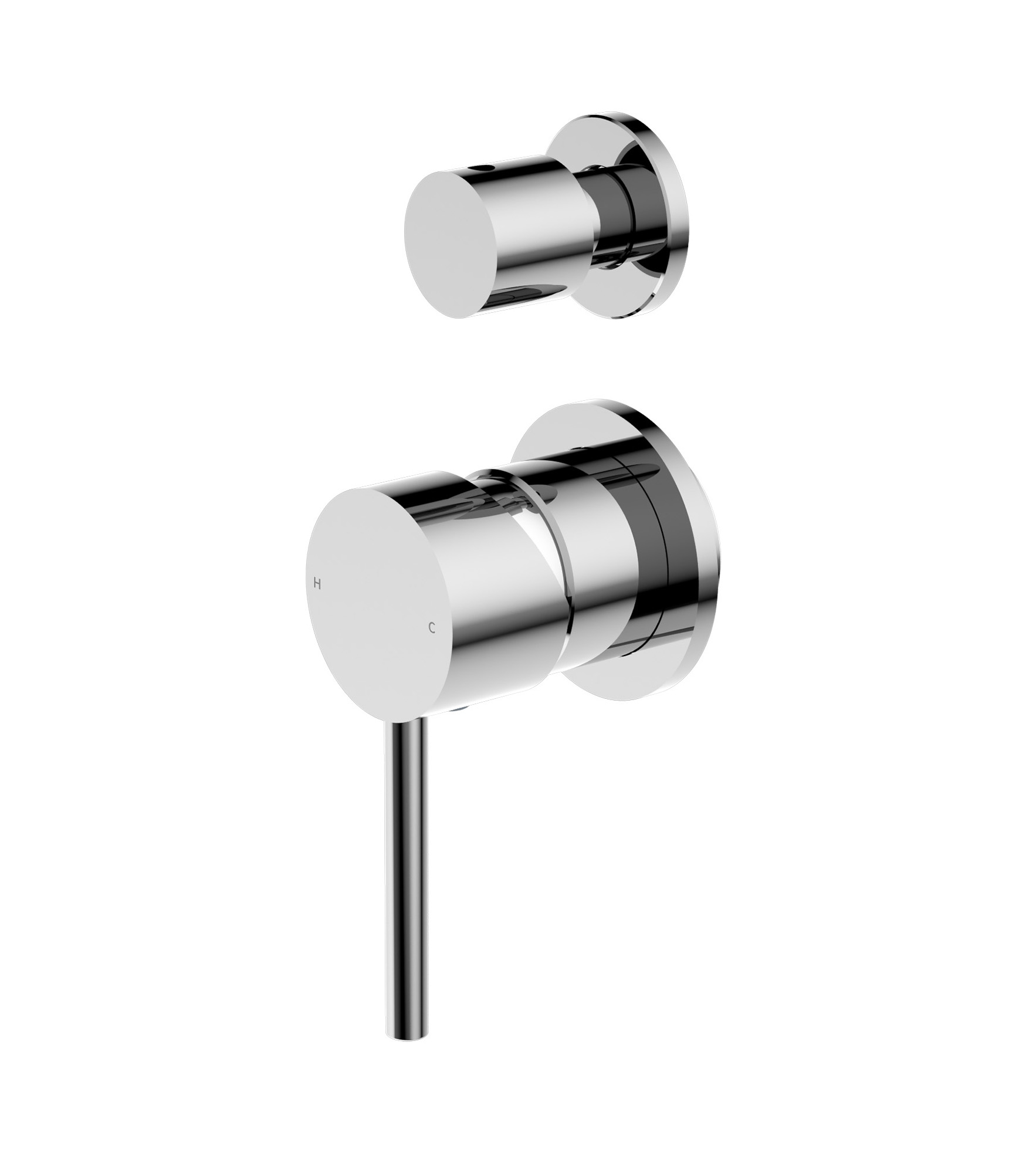 NR 2508-11E-CH Chrome Round Pin Handle Shower Mixer with Divertor ...