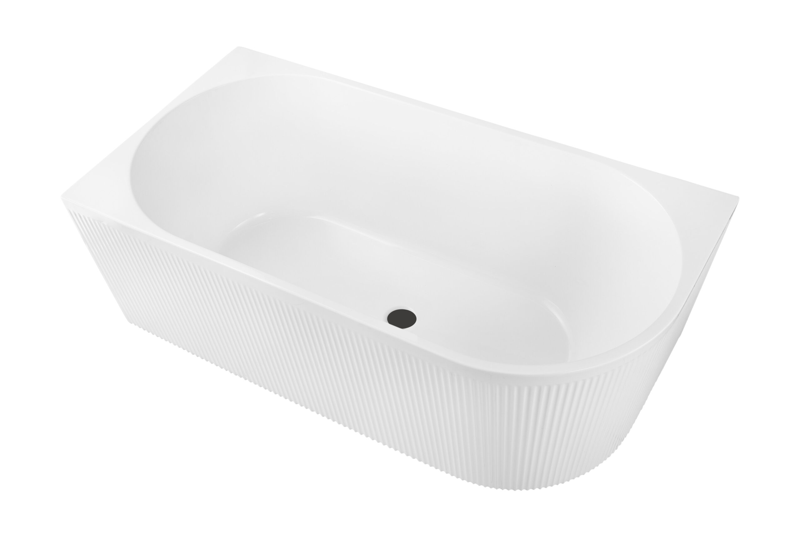 Nova 1500mm Left Corner Freestanding Bath | Fluted Matte White Finish