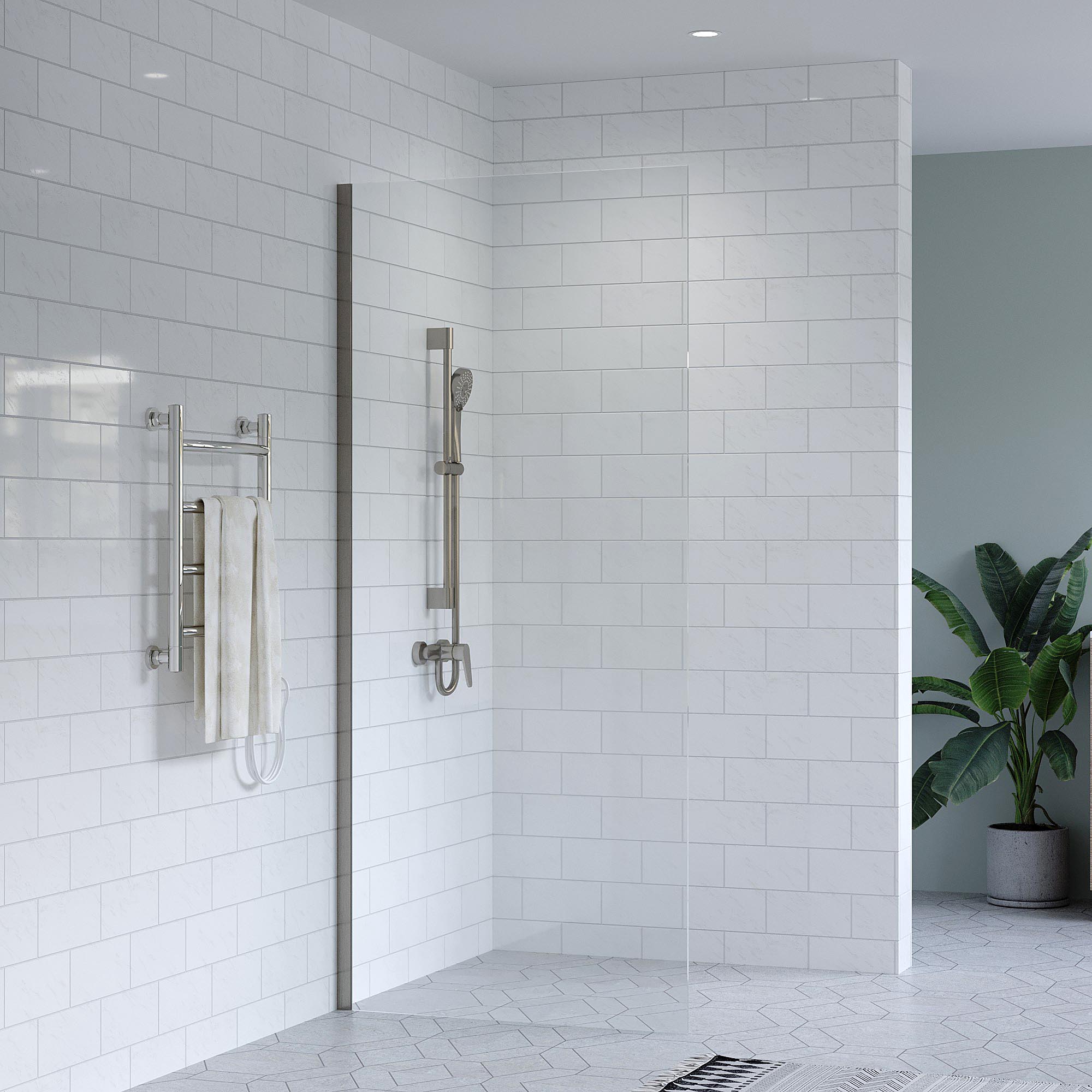 SS0817 - Gun Metal Walk In Shower Screen - 1100mm - Melbourne Bathroom
